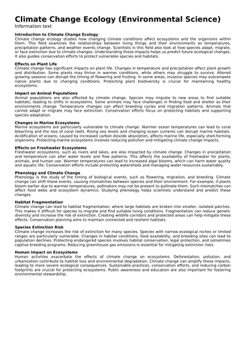 Climate Change Ecology (Environmental Science) | Teaching Resources