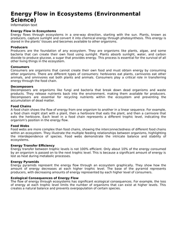 Energy Flow in Ecosystems (Environmental Science) | Teaching Resources