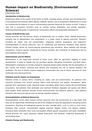 Human Impact on Biodiversity (Environmental Science) | Teaching Resources