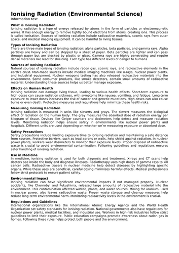 Ionising Radiation (Environmental Science) | Teaching Resources