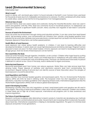 Lead (Environmental Science) | Teaching Resources