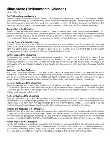Lithosphere (Environmental Science) | Teaching Resources