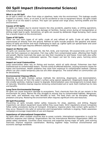 Oil Spill Impact (Environmental Science) | Teaching Resources
