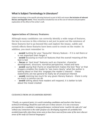 GCSE ENGLISH LITERATURE: how to use Subject Terminology for analysing ...
