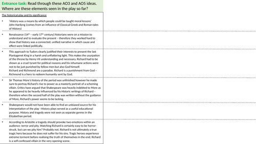 OCR A level English Literature: Shakespeare's Richard III - full unit ...