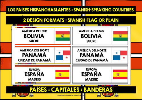 SPANISH-SPEAKING COUNTRIES CAPITALS FLAGS WORD WALL | Teaching Resources