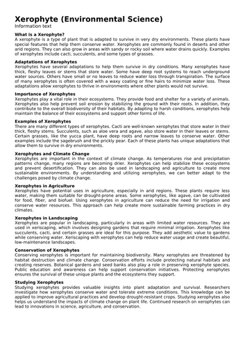Xerophyte (Environmental Science) | Teaching Resources