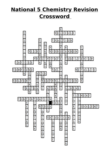 National 5 Chemistry Revision Crossword (with Answers) | Teaching Resources