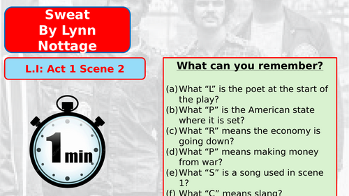 Sweat by Lynn Nottage Act 1 Scene 1 & 2 | Teaching Resources