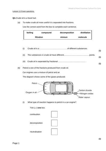 Organic Chemistry past exam questions | Teaching Resources