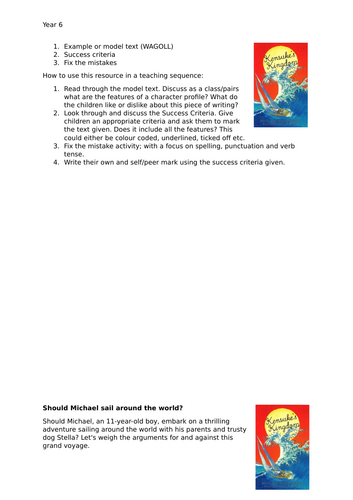 Year 6. Model text. Kensuke's Kingdom. Balanced argument for sailing ...