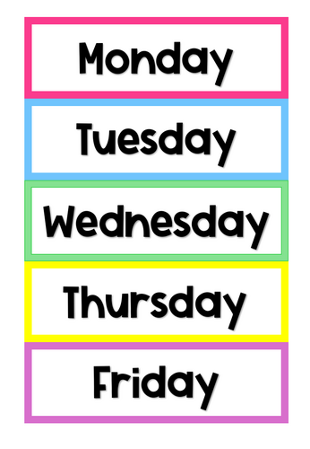 Days of the Week Labels - Bright | Teaching Resources