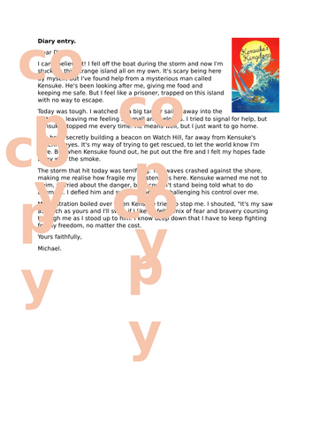 Years 5 and 6. Model text. Kensuke's Kingdom. Diary entry. | Teaching ...