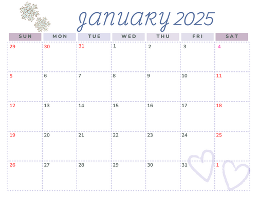 2025 Picture Themed Calendar | Teaching Resources