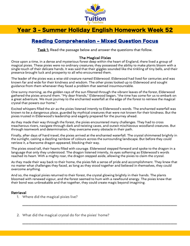 Year 3 English Revision Booklet 6 | Teaching Resources