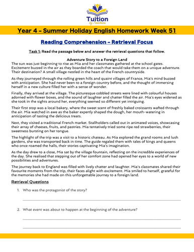 Year 4 English Revision Booklet 5 | Teaching Resources