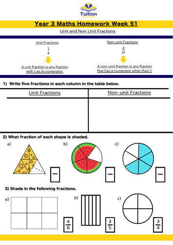 Year 3 Maths Revision Booklet - Fractions | Teaching Resources