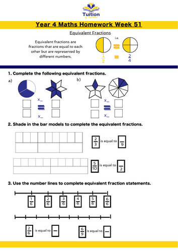 Year 4 Maths Revision Booklet - Fractions | Teaching Resources