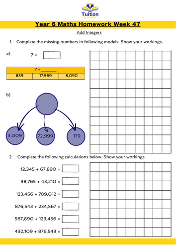 Year 6 Maths Revision Booklet - Addition, Subtraction & Rounding ...