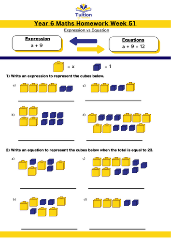 Year 6 Maths Revision Booklet - Algebra | Teaching Resources