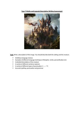 KS3 Myths and Legends Descriptive Writing | Teaching Resources