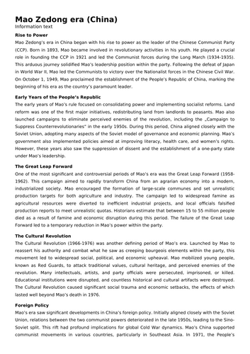 Mao Zedong era (China) | Teaching Resources