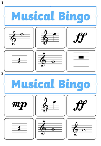 Musical Bingo - Pair Activity | Teaching Resources