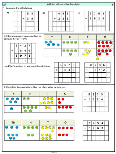 Place Value Addition Numbers with more than four digits Easy | Teaching Resources