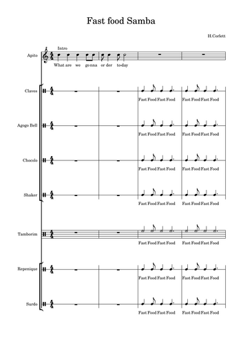 Fast Food samba performance activity | Teaching Resources