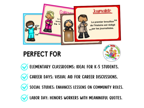 Community Helpers Quote Bulletin Board in French-35 Inspirational Quote ...