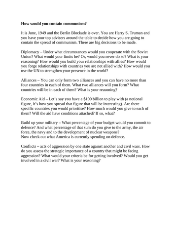 (I)GCSE - Containment | Teaching Resources