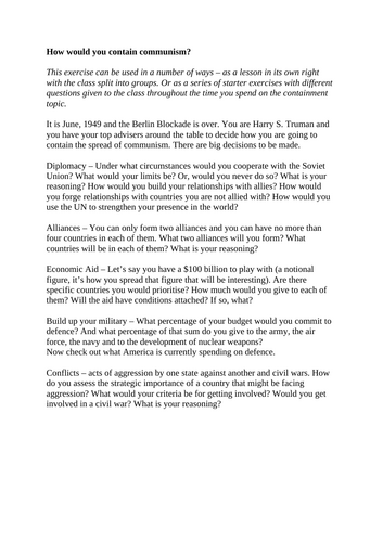 (I)GCSE - Containment | Teaching Resources