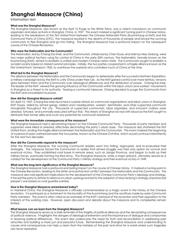 Shanghai Massacre (China) | Teaching Resources