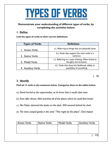Types of Verbs - Double Lesson! | Teaching Resources
