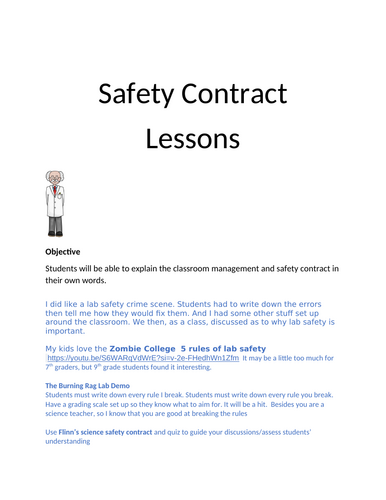 Science Lab Contract Acitivites Unit Back to School | Teaching Resources