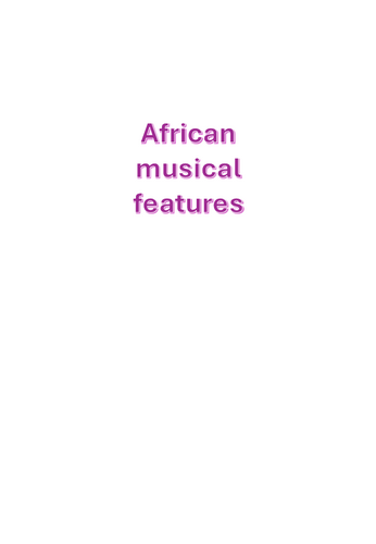 KS3 African musical features worksheet | Teaching Resources