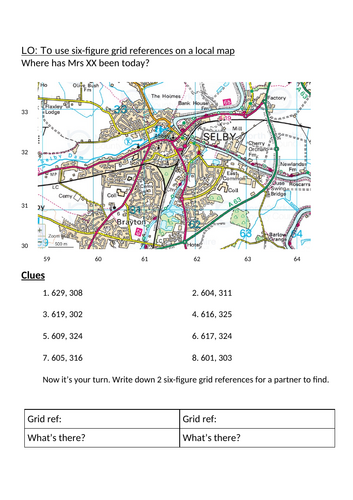 Local area study - Selby - grid references - geography KS2 Year 5 ...