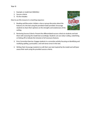 Years 5 and 6. Model Text. Setting Description. The Explorer by ...