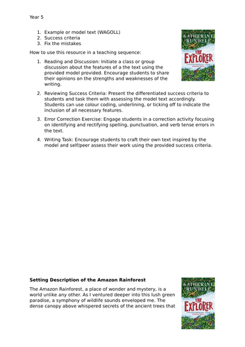 Years 5 and 6. Model Text. Setting Description. The Explorer by ...