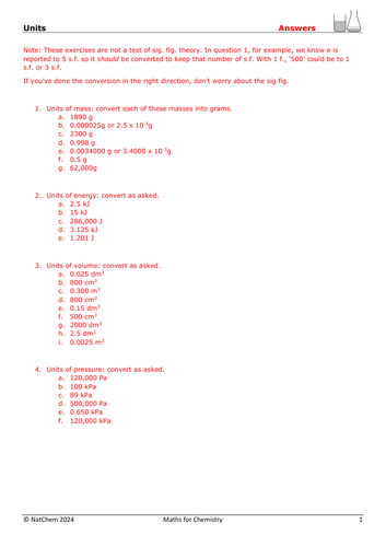 Maths for A-level chemistry practice worksheets | Teaching Resources