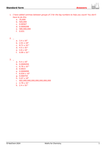 Maths for A-level chemistry practice worksheets | Teaching Resources