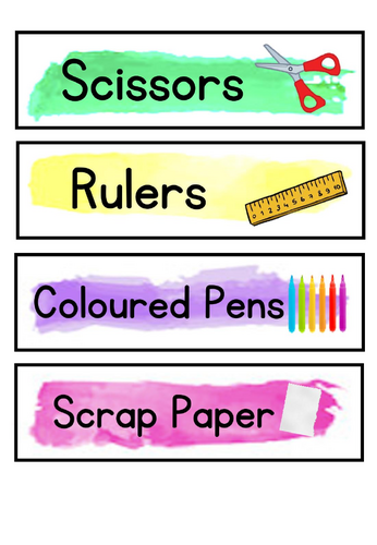 Tray Labels - Bright Watercolours | Teaching Resources