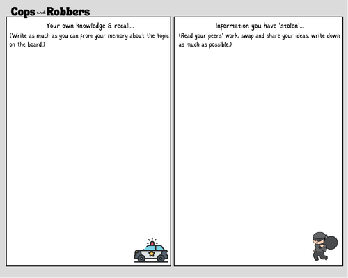 Cops & Robbers Recall Retrieval Activity | Teaching Resources