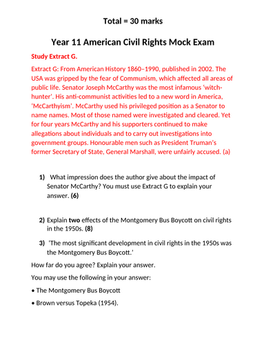 American Civil Rights - History iGCSE - Pearson EdExcel | Teaching ...