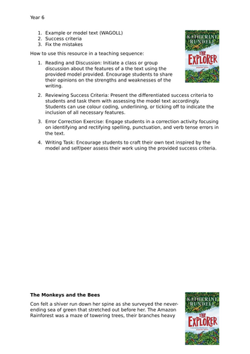 Years 5 and 6. Model Text. Narrative. The Explorer by Katherine Rundell ...