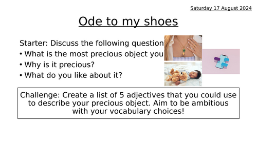 KS3 Poetry lesson - Ode to my Shoes | Teaching Resources