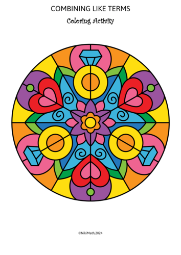 Combining Like Terms - Coloring Activity/Color by Code | Teaching Resources