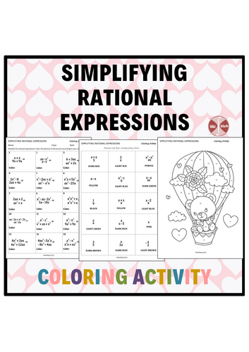 Simplifying Rational Expressions - Coloring Activity | Teaching Resources