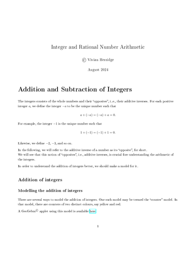 Integer and Rational Number Arithmetic | Teaching Resources