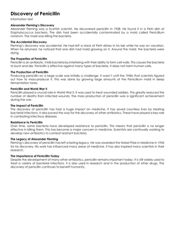 Discovery of Penicillin | Teaching Resources